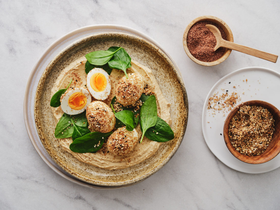 DUKKAH EGGS WITH HUMMUS - The Latest