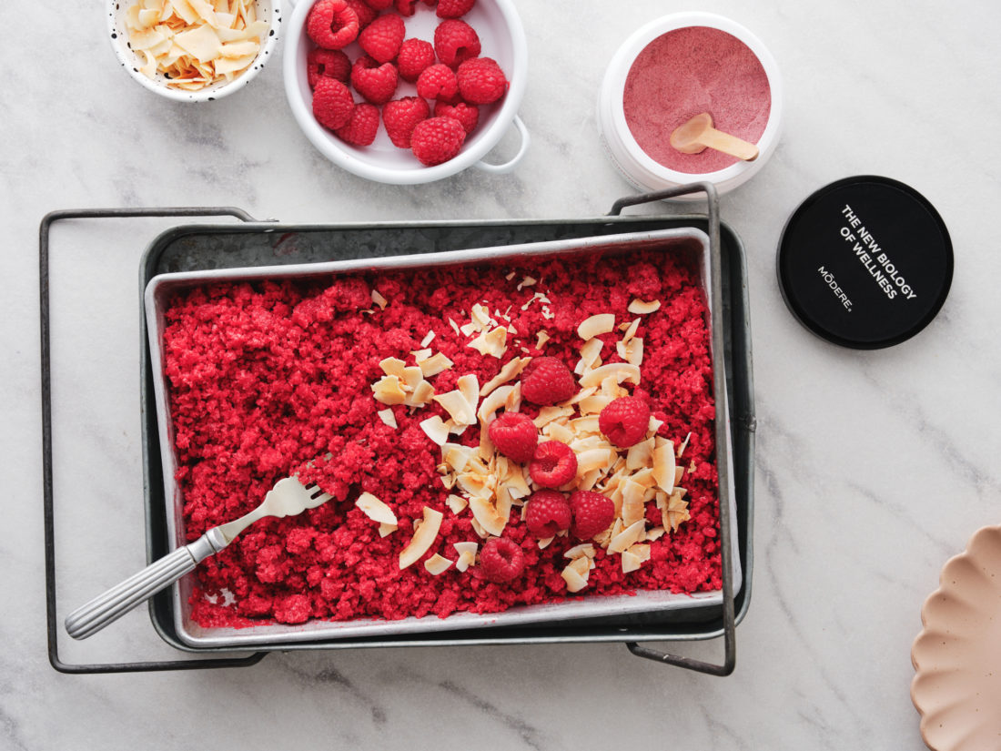 RASPBERRY GRANITA WITH TOASTED COCONUT - The Latest